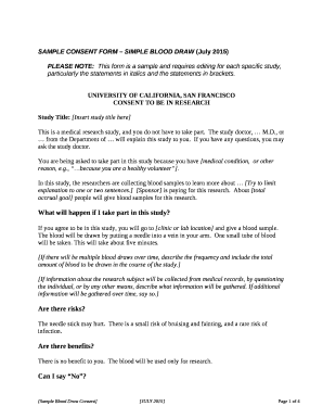 Sample Consent - Simple Blood Draw - studylib.net Doc Template | pdfFiller