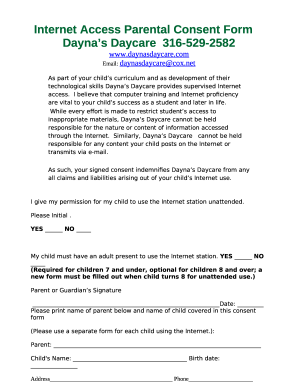 Internet Access Parental Consent Doc Template | pdfFiller