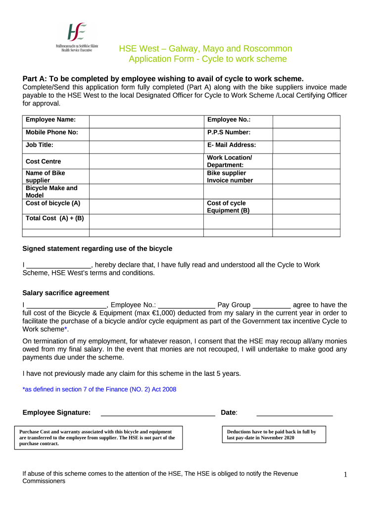 HSE West Galway, Mayo and Roscommon Application ... Doc Template ...