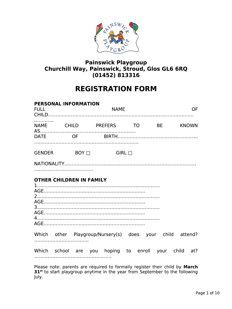 Painswick Playgroup, Churchill Way, Painswick, Stroud ... Doc Template ...