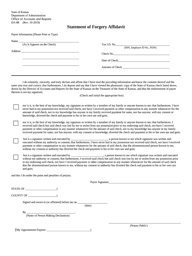 Statement of Forgery Affidavit - Kansas Department of ... Doc Template ...
