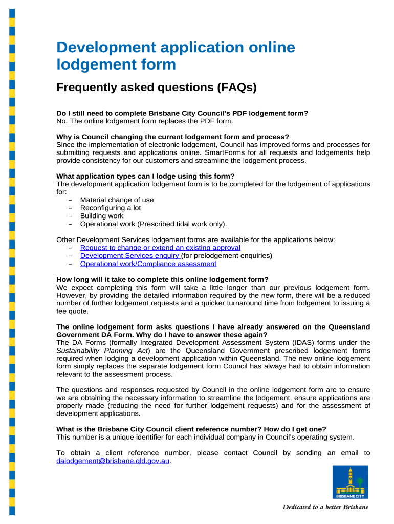 Application for Pre-Lodgement Check (Development Application) Doc Template | pdfFiller