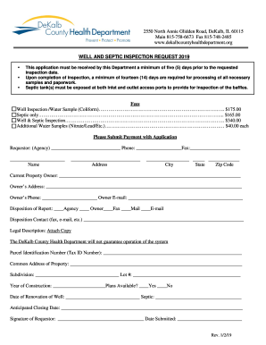 Fillable Online Well Inspection /Water Sample (Coliform) Septic only ...