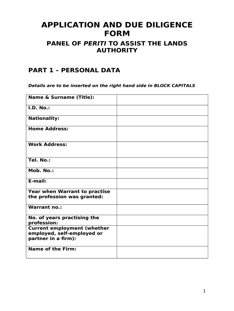 PART 1 - PERSONAL DATA Doc Template | pdfFiller