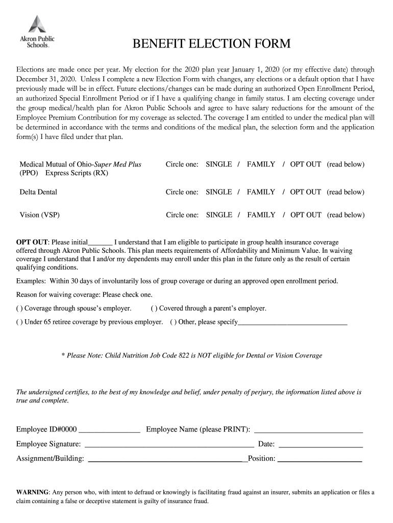 Fillable Online BENEFIT ELECTION FORM - Explain My Benefits Fax Email ...