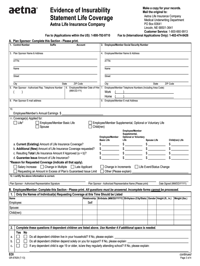 Fillable Online Proof of Good Health Statement (Evidence of ...