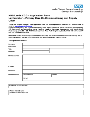 NHS Leeds CCG Application Doc Template | pdfFiller