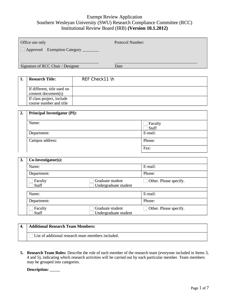 Research Application . Expedited and full review Doc Template | pdfFiller