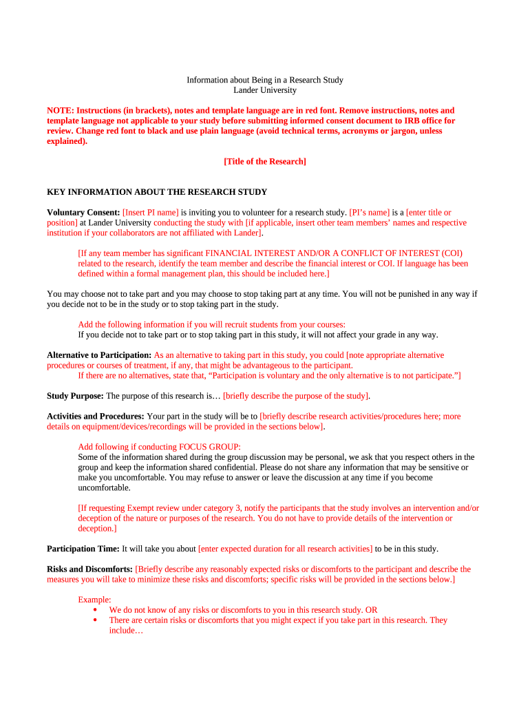 NOTE: Instructions (in brackets), notes and template language are in ...