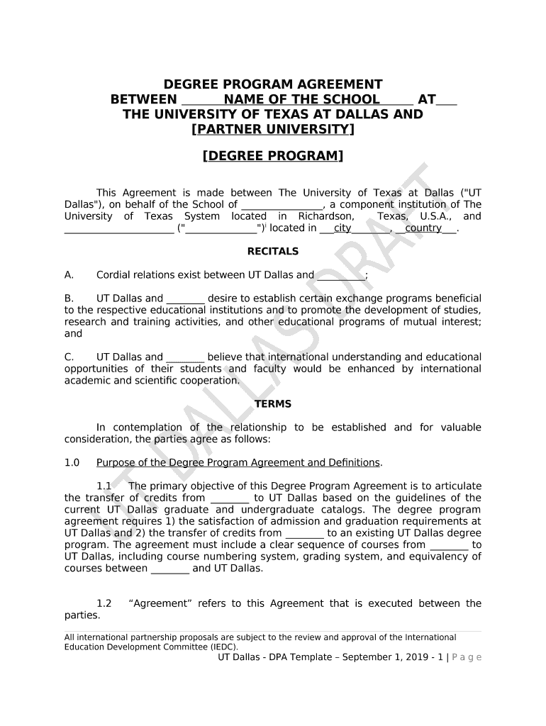 degree program agreement Doc Template | pdfFiller