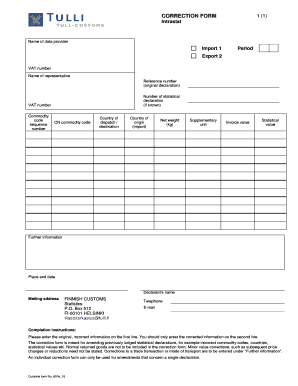 Fillable Online 657e16 Correction Form Intrastat Fax Email Print ...