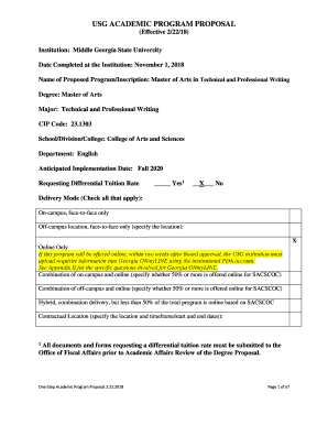 Fillable Online USG ACADEMIC PROGRAM PROPOSAL Fax Email Print - pdfFiller