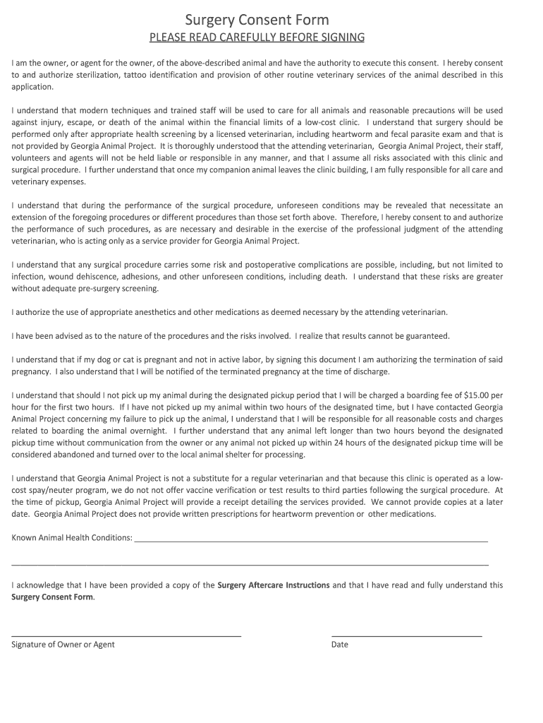 Fillable Online GENERAL!SURGERY!CONSENT!FORM! !!!!!!!!!!!!!!! Fax Email ...