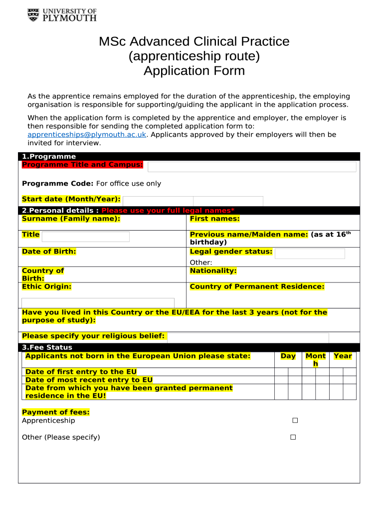 MSc Advanced Clinical Practice Doc Template | pdfFiller