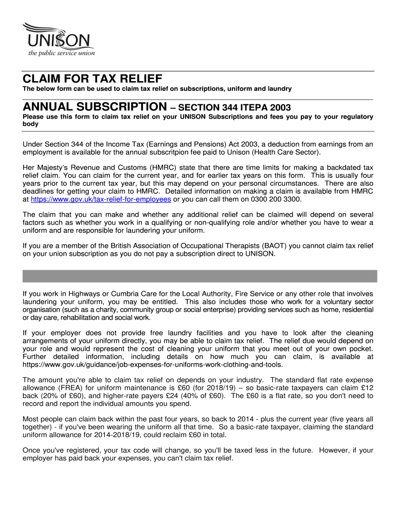 Fillable Online Form P87Claim for tax relief for expenses of employment ...