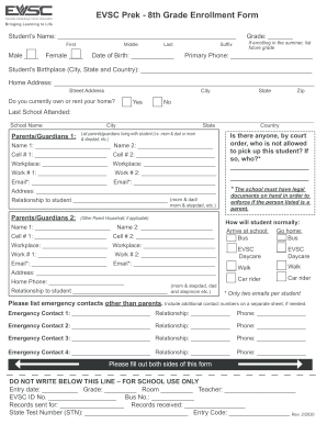Fillable Online Evsc Enrollment Form - Fill Online, Printable, Fillable ...
