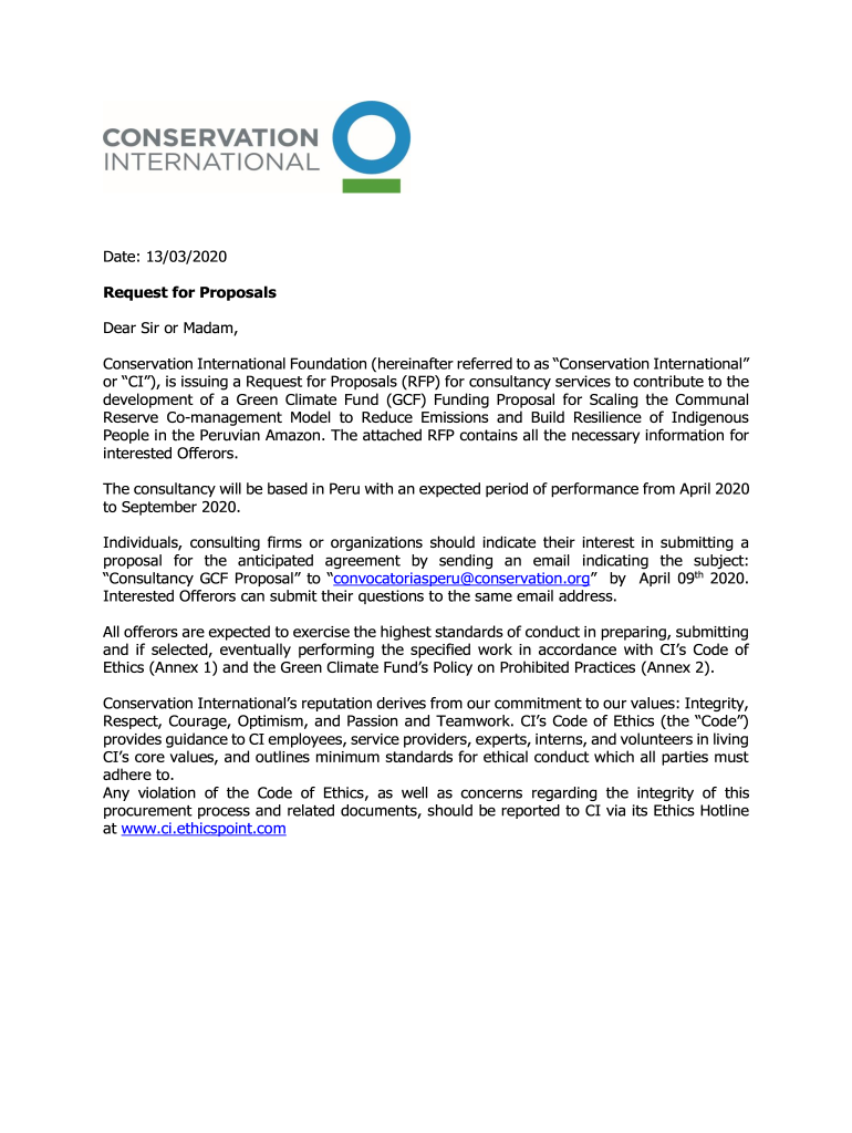 Fillable Online Conservation International Foundation (hereinafter ...