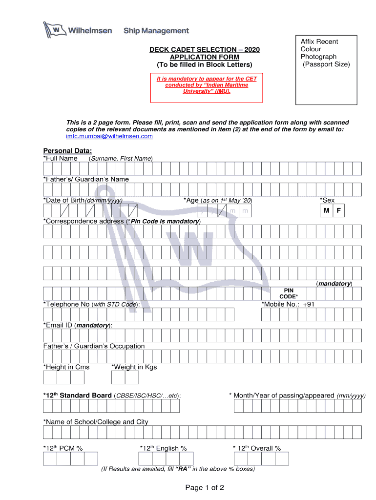 Wilhelmsen ship management application form: Fill out & sign online ...