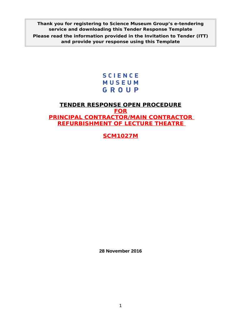 Tender Response Template- Open Procedure. Tender Response for Open ...