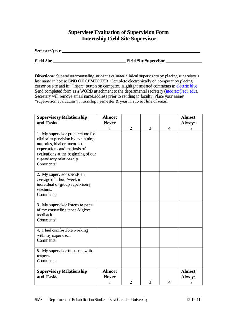 FREE 6+ Supervisor Evaluation Samples in PDF Doc Template | pdfFiller