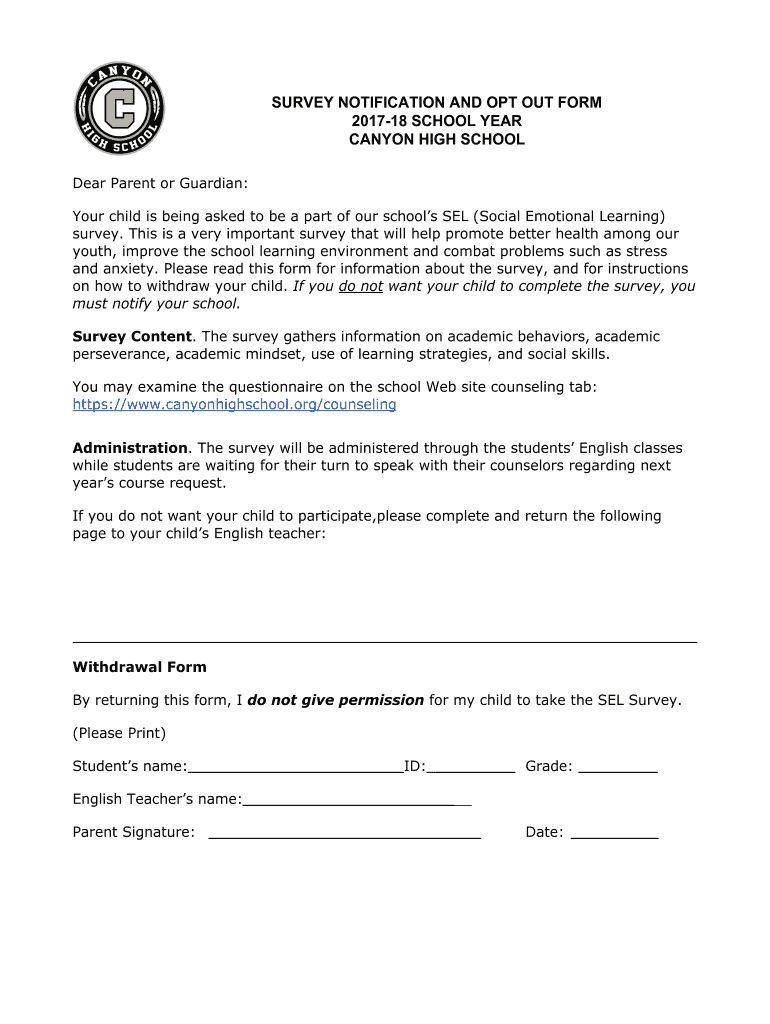 Fillable Online SURVEY NOTIFICATION AND OPT OUT FORM Fax Email Print ...