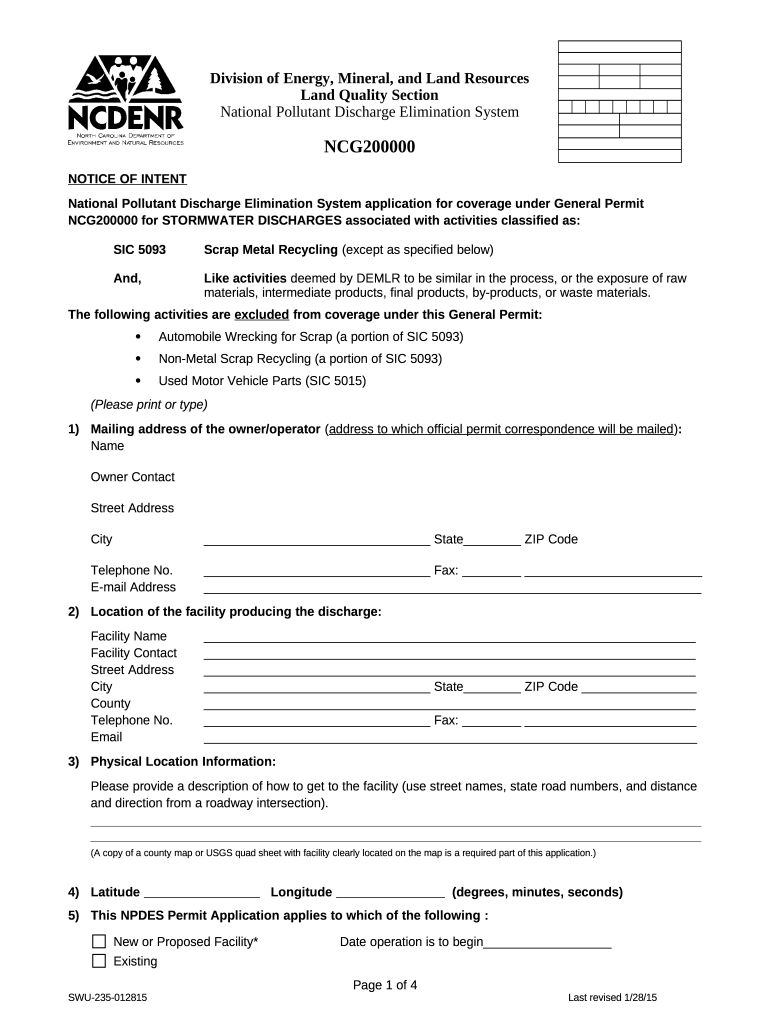 National Pollutant Discharge Elimination System application for ...