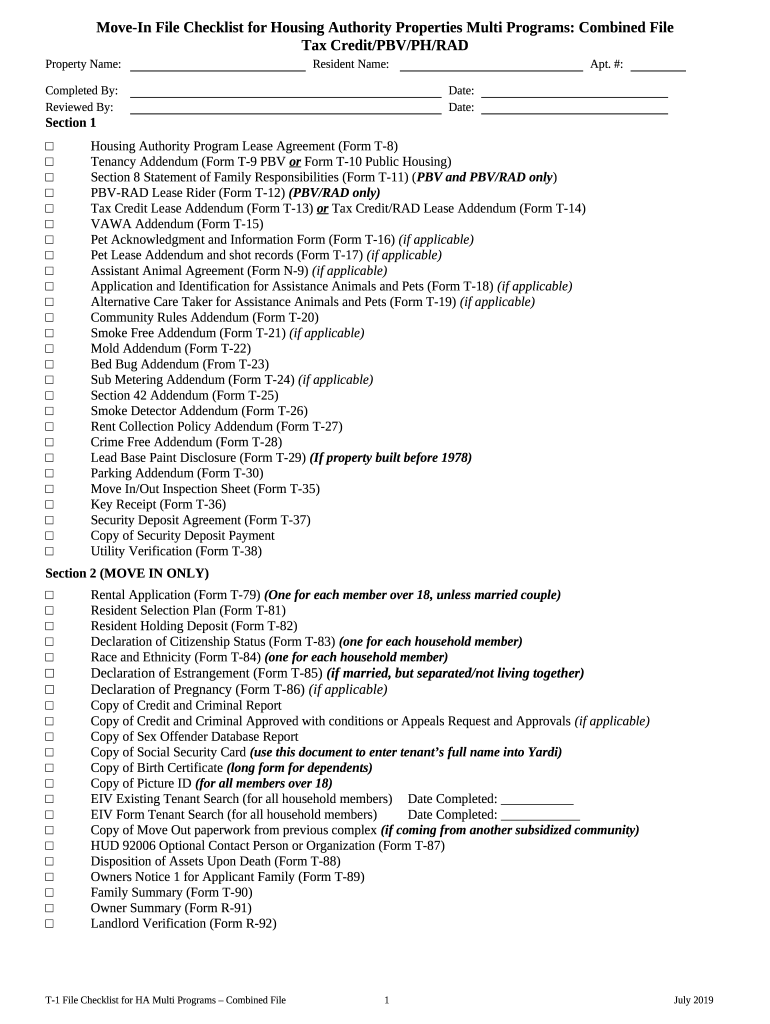 Move In Paperwork Checklist Doc Template | pdfFiller