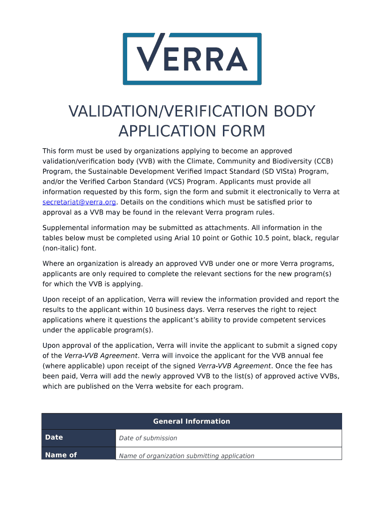VALIDATION/VERIFICATION BODY APPLICATION Doc Template | pdfFiller