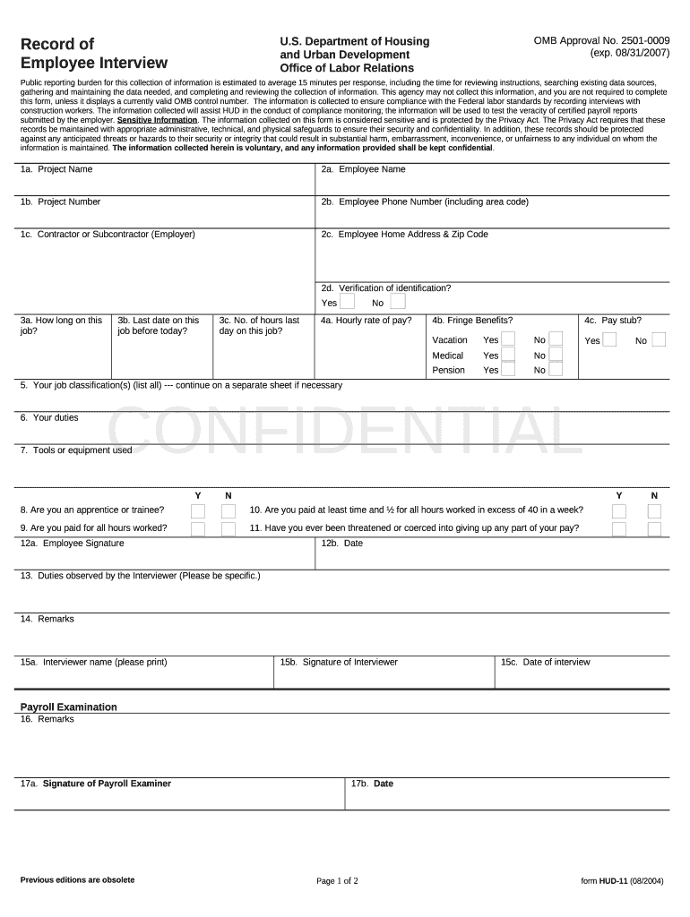 Record of OMB Approval No. 2501 U.S. Department of Housing ... Doc ...