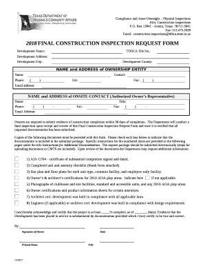 Final Construction Inspection Request and Developement Inspection ...