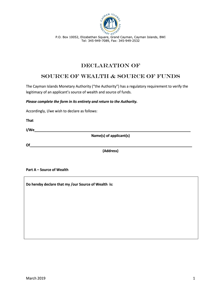 Source Of Funds Declaration Template - Fill Online, Printable, Fillable, Blank | pdfFiller