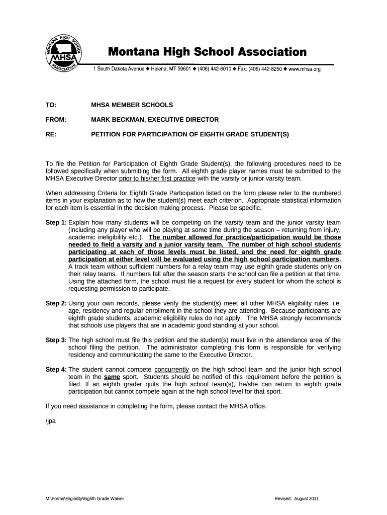 This is to be used when submitting ination to the MHSA for Doc Template ...