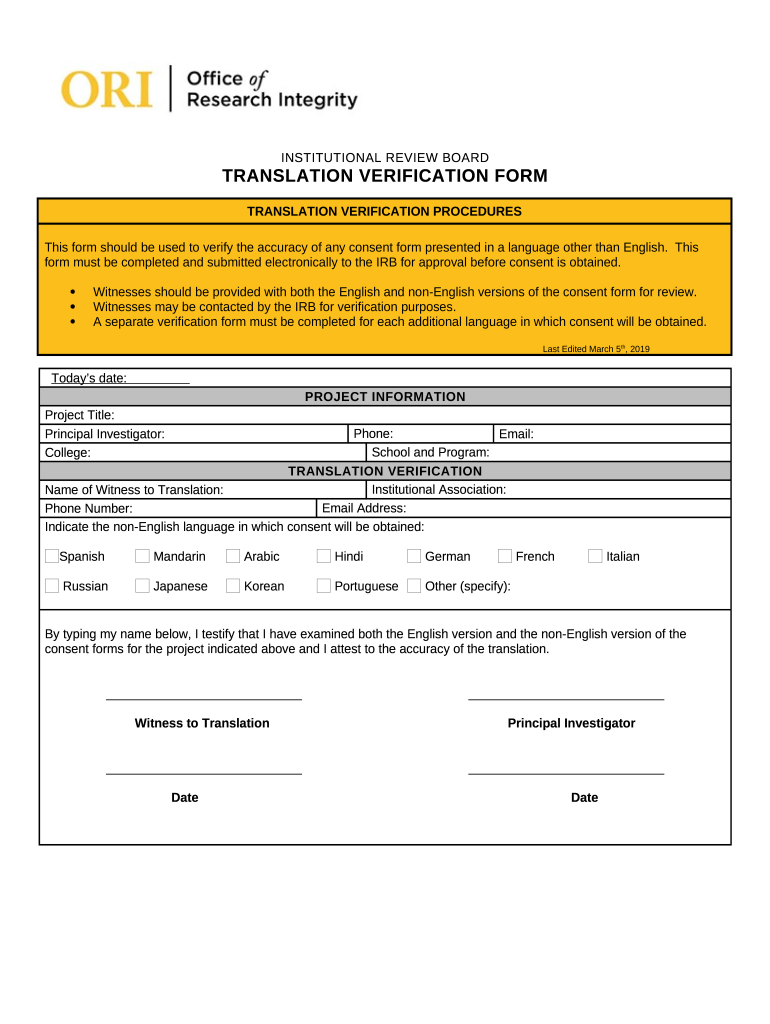 Translation Verification . IRB Doc Template | pdfFiller