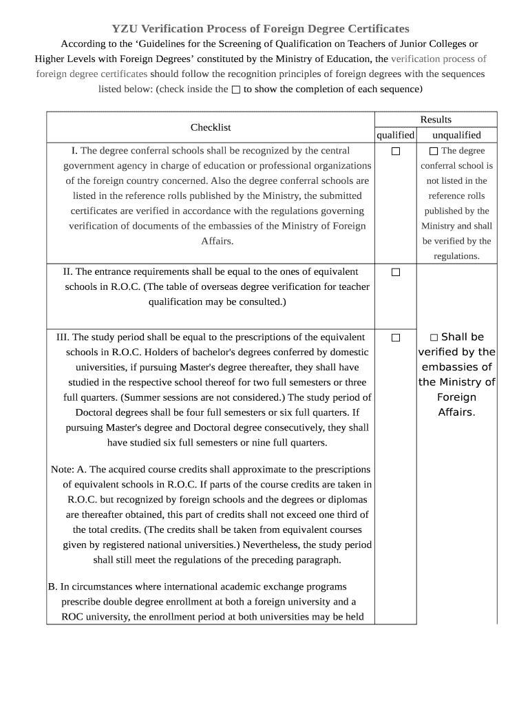 YZU Verification Process of Foreign Degree Certificates Doc Template ...