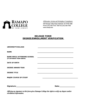 Degree/ENROLLMENT Verification Doc Template | pdfFiller