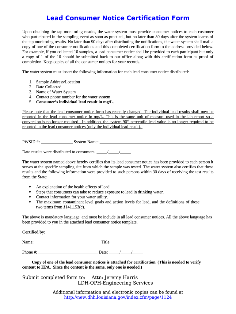Upon obtaining the tap monitoring results, the water system must provide consumer notices to ...