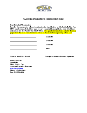 Fillable Online PIAA MALE ENROLLMENT VERIFICATION FORM Fax Email Print ...