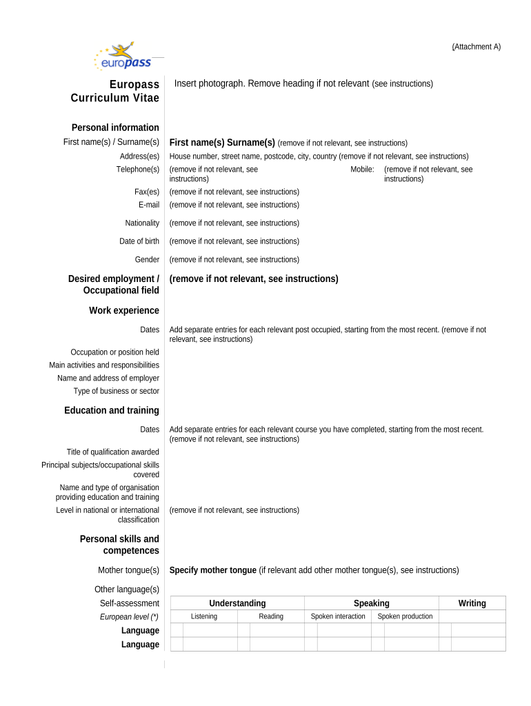 Europass Cv English Update - Resume For Internship Of Ca Doc Template ...