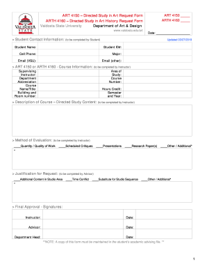 Fillable Online ARTH 4160 Directed Study in Art History Request Form ...