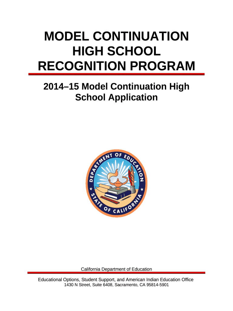 2014-15 Model Cont. HS Recognition Program - Model Continuation High School Recognition Program ...