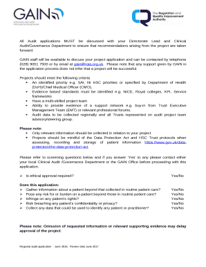 UBHT CLINICAL AUDIT PROJECT REGISTRATION Doc Template | pdfFiller