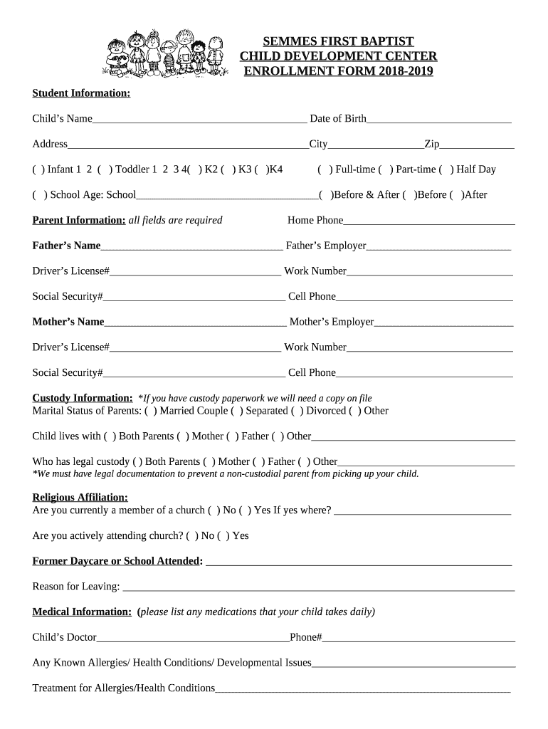 semmes first baptist child development center enrollment ... Doc ...