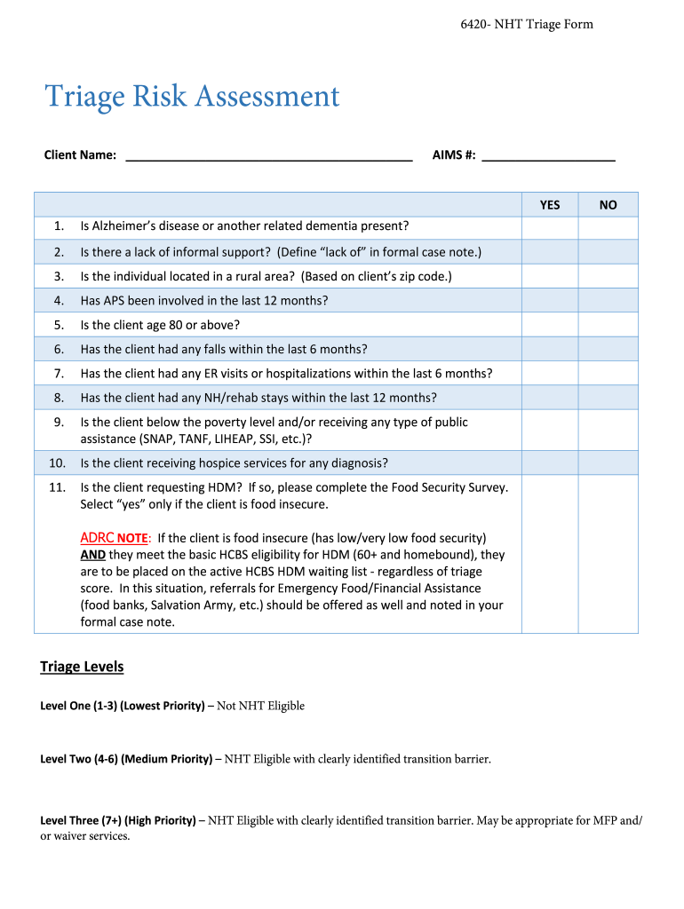 Triage Risk Code Kinnser Template - Fill Online, Printable, Fillable ...