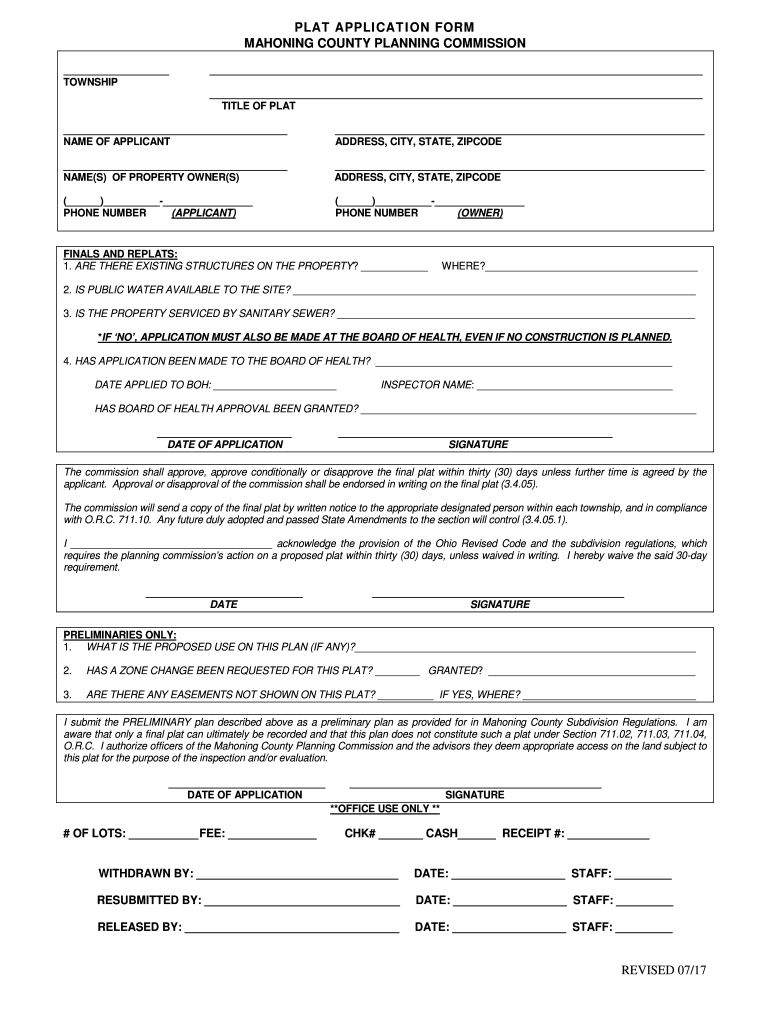 Fillable Online PLAT APPLICATION FORM Fax Email Print - pdfFiller