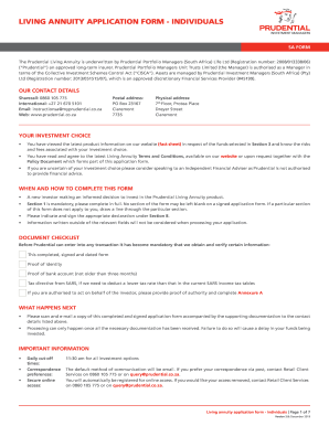 Fillable Online LIVING ANNUITY APPLICATION FORM - INDIVIDUALS Fax Email Print - pdfFiller