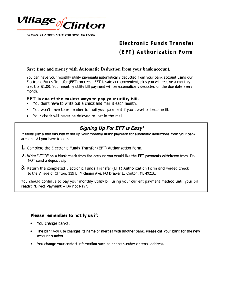Fillable Online (EFT) Authorization Form Fax Email Print - pdfFiller