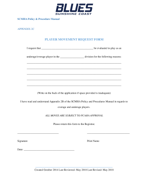 Fillable Online SCMHA Player Movement Request Form Fax Email Print ...