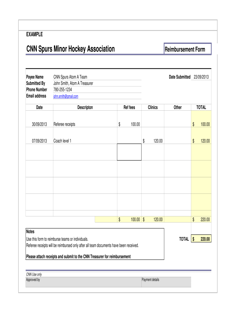 Fillable Online CNN Reimbursement Form - Ramp Interactive Fax Email ...