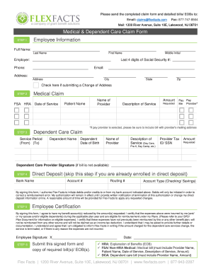 Fillable Online Medical & Dependent Care Claim Form Employee ... - Flex Facts Fax Email Print ...