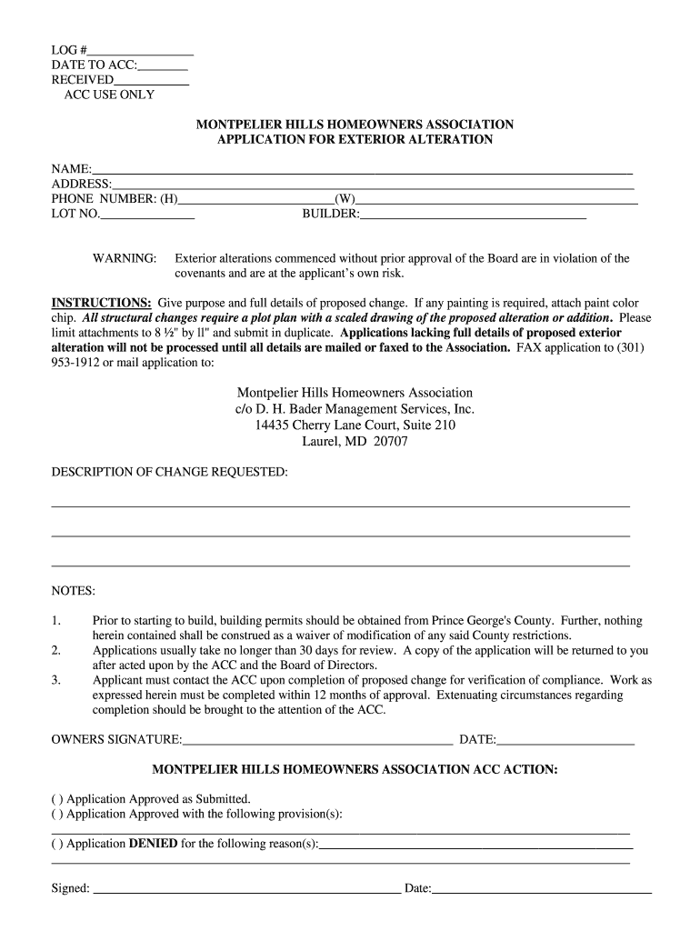 Fillable Online replacement roofing approval request form saddlebrook ...